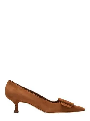 Manolo Blahnik Maysale Suede Pumps - Brown