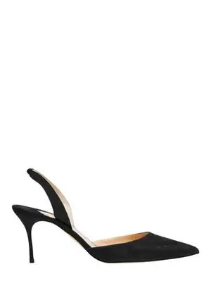 Manolo Blahnik Manolo Blahnik Carolyne Suede Slingback Pumps Black