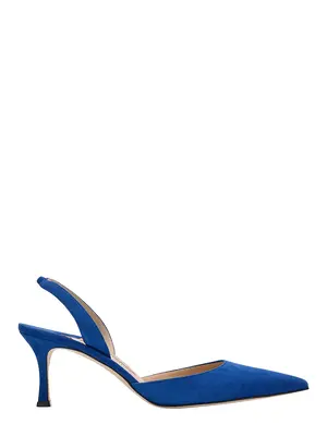 Manolo Blahnik Manolo Blahnik Carolyne Suede Slingback Pumps Blue