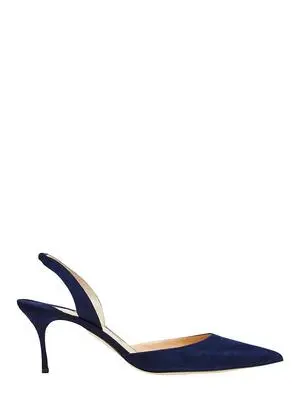 Manolo Blahnik Manolo Blahnik Carolyne Suede Slingback Pumps Navy