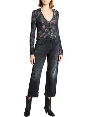 R13 Wide-leg Cropped Boyfriend Jeans