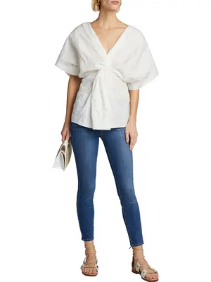 L'Agence L'Agence Margot High-Rise Skinny Ankle Jeans Blue Pattern