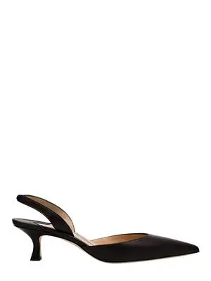 Manolo Blahnik Carolyne Leather Slingback Pumps - Light Beige