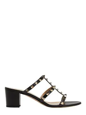 Valentino Garavani Rockstud Caged 60mm Slide Sandals - Nero