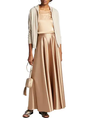 Lafayette 148 New York Lafayette 148 New York Perla Reversible Silk Charmeuse Shell Camel