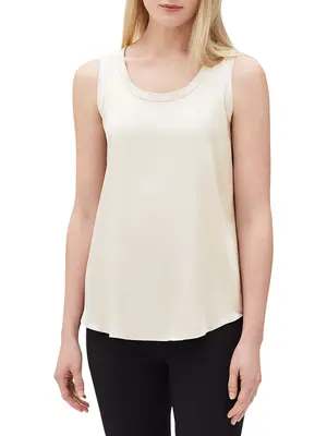 Lafayette 148 New York Lafayette 148 New York Perla Reversible Silk Charmeuse Shell Raffia