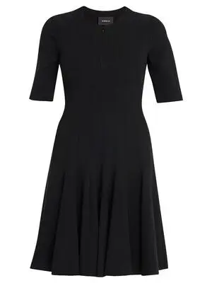 Akris Elbow-sleeve Zip-front Dress - Black