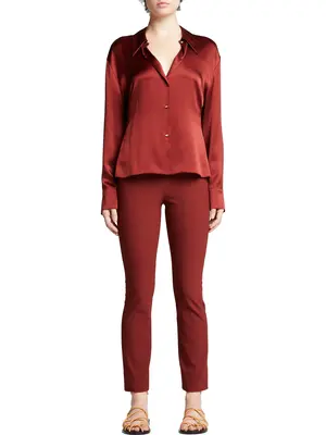 Vince Bobbi Mid-rise Stitch Front Seam Leggings Dk Currant