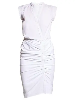 Veronica Beard Sleeveless Ruched Shirtdress - White