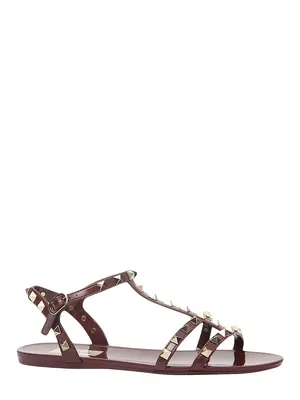 Valentino Garavani Rockstud Jelly Gladiator Sandals Cherry