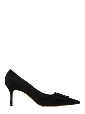 Manolo Blahnik Maysale Suede Pumps - Black