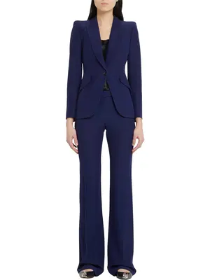 Alexander McQueen McQueen Classic Suiting Boot-Cut Pants Navy