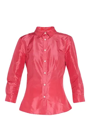 Carolina Herrera Carolina Herrera Taffeta Button-Front Shirt Azalea