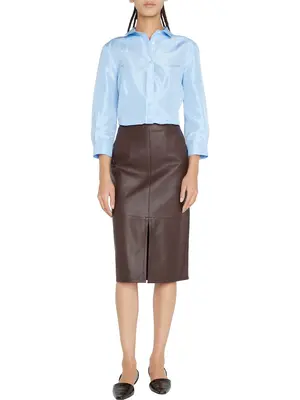 Carolina Herrera Carolina Herrera Taffeta Button-Front Shirt Sky Blue