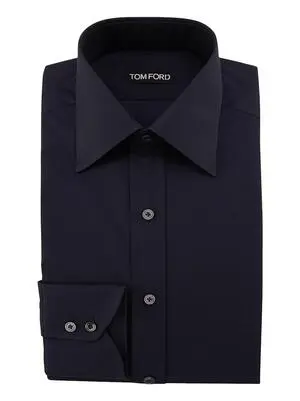 TOM FORD Solid Dress Shirt - Navy