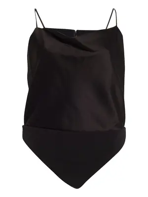 Alice + Olivia Harmon Satin Bodysuit - Black