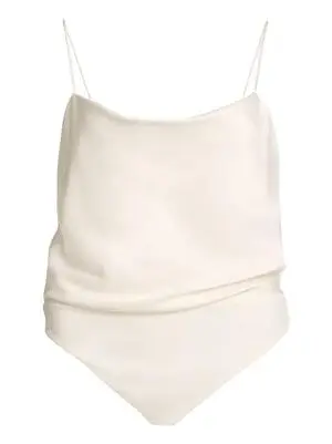 Alice + Olivia Harmon Satin Bodysuit - Off White