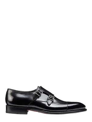 Santoni Ira Double-monk Leather Loafers - Black