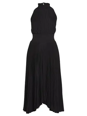 A.L.C. Renzo Pleated Halter Dress - Black
