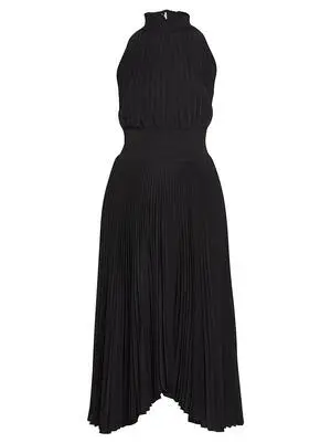A.L.C. Renzo Pleated Halter Dress - Black