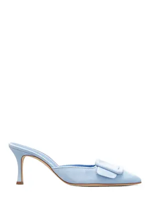 Manolo Blahnik Maysale Suede Mules Medium Blue