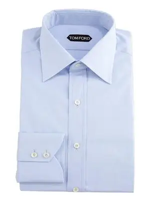TOM FORD Slim-fit Solid Poplin Dress Shirt - Blue