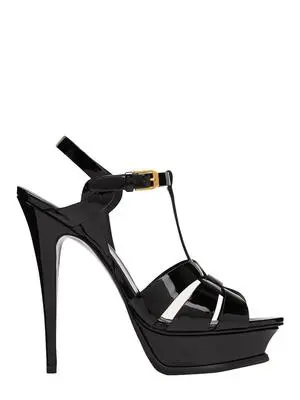Saint Laurent Tribute Patent Platform Sandals - Black