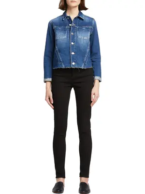 L'Agence L'Agence Janelle Raw-Edge Denim Jacket Sequoia