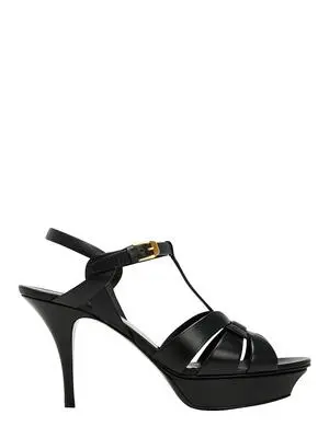 Saint Laurent Tribute Leather Platform Sandals - Black