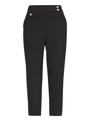 Veronica Beard Renzo Straight Crop Pants - Black With Silver Buttons