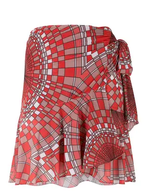 AMIR SLAMA Printed Wrap Skirt - Red
