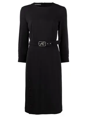 Alberta Ferretti Belted Knee-length Dress - Black