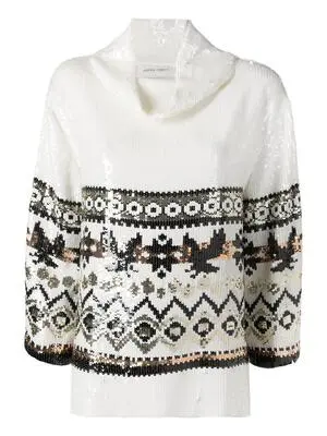 Alberta Ferretti Patterned Sequin Jumper - White