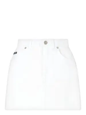 Dolce & Gabbana Logo Appliqué Denim Miniskirt - White