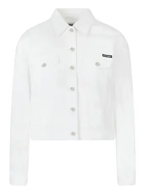 Dolce & Gabbana Logo Appliqué Denim Jacket - White
