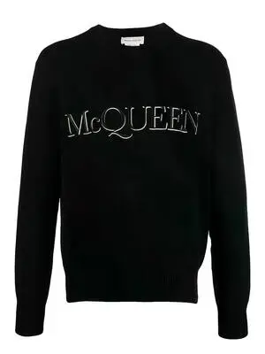Alexander McQueen Logo-embroidered Knitted Jumper - Black