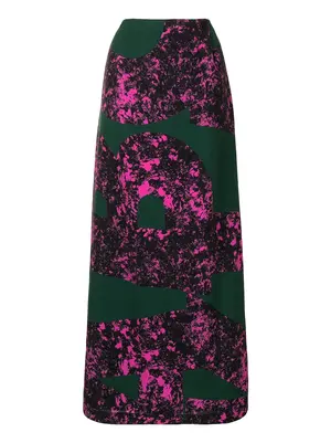 Colville Abstract Print Long Skirt - Green