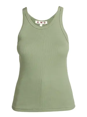 AMO AMO Denim Long Ribbed Tank Top Army