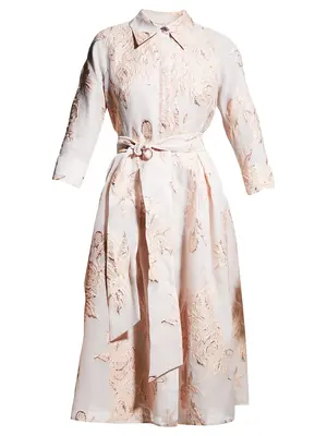 Rickie Freeman For Teri Jon Rickie Freeman For Teri Jon Metallic Jacquard Shirtdress Blush
