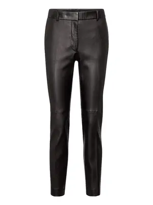 JOSEPH Coleman Mid-rise Leather Trousers - Black