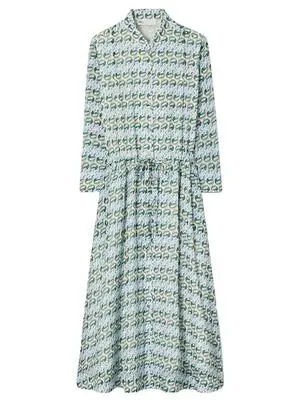 Tory Burch Printed Shirtdress - Blue Glass Swan Allover