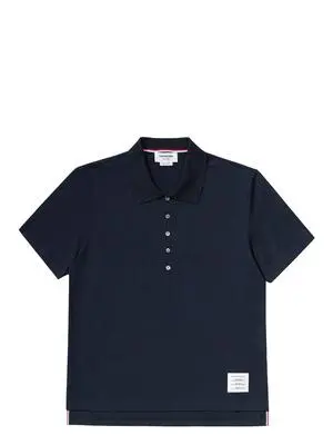 Thom Browne Logo-patch Short-sleeve Polo Shirt - Blue