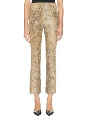 Sprwmn Sprwmn Ankle Flare Leg Pant In Beige Beige Glossy Python