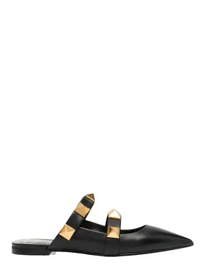 Valentino Garavani Roman Stud Flat Mules - Black