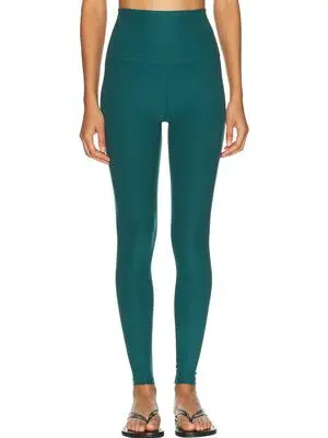 Beyond Yoga Spacedye Caught In The Midi High Waisted Legging In Black - Teal Sea Heather