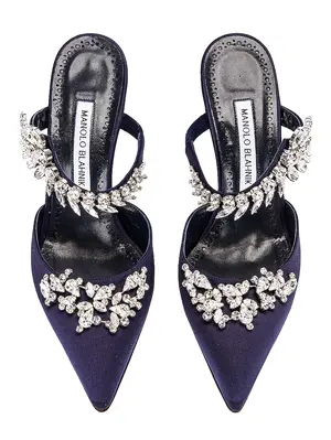 Manolo Blahnik Lurum 90 Mule - Navy