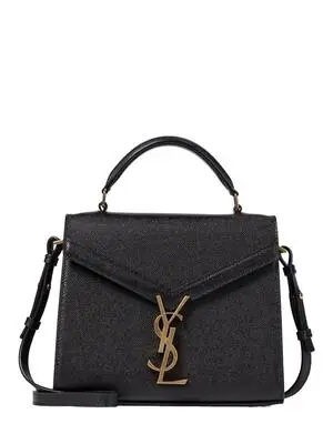 Saint Laurent Cassandra Mini Leather Shoulder Bag - Black