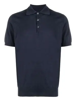 Brunello Cucinelli Fine Knit Short-sleeved Polo Shirt - Blue