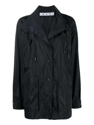 Off-White Arrows Buttoned Raincoat - Black