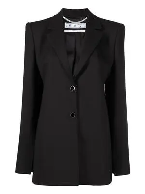 Off-White Shoulder Pads Logo Print Blazer - Black